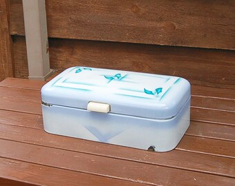 Vintage White Porcelain Enamel Bread Box