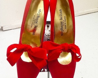 Red satin shoes | Etsy