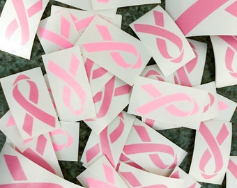 Pink ribbon decal | Etsy