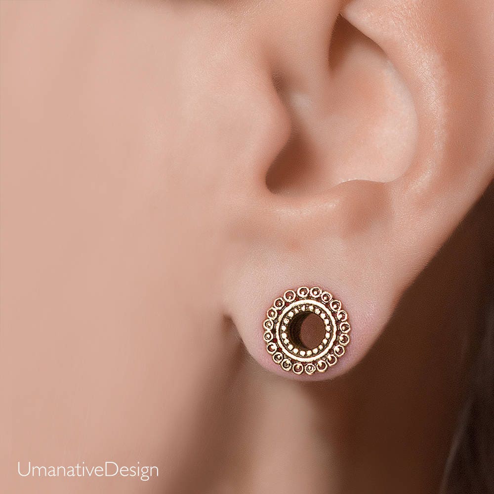 Brass ear tunnel 6mm 8mm 10mm 12mm 2g 0g 00g 000g . tribal