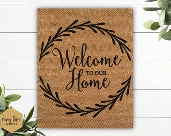Burlap welcome sign | Etsy