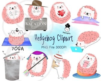 Hedgehogs Clipart Set 300 dpi Hedgehog Snail Mushroom Flower