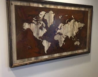 Metal world map | Etsy