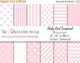 Baby girl papers PINK BABY GIRL white and pink