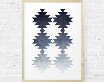 Southwestern decor Aztec wall art Tribal print Aztec art