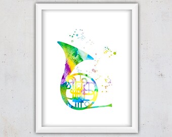 French horn art | Etsy