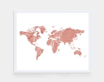 Gold foil world map | Etsy