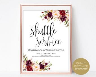 Wedding shuttle sign | Etsy