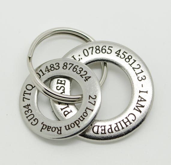 Funky design pet dog ID disc tag. Stainless steel washer