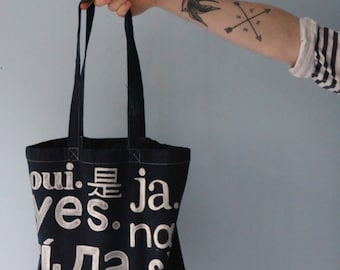 Typography tote bag | Etsy