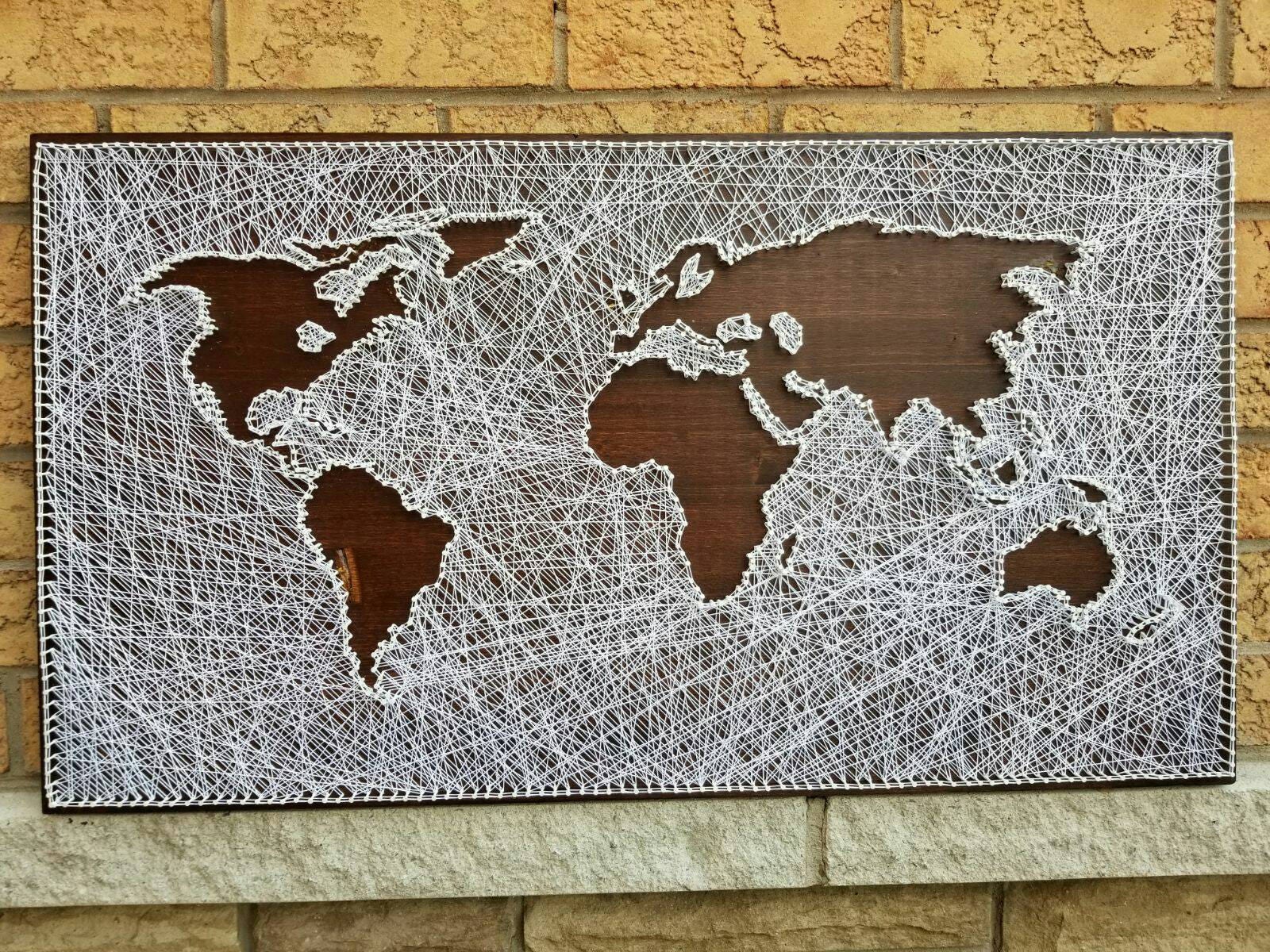 String art world map unique Christmas gift discount home