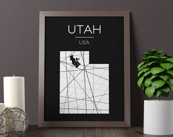 Utah map | Etsy