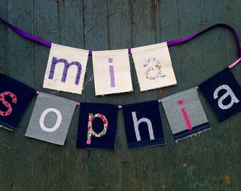 Forest Theme Name Birthday Banner Boy or Girl Personalized