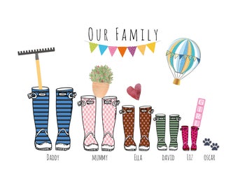 Welly boot family | Etsy