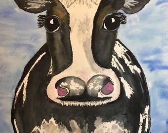 Holstein cow art | Etsy