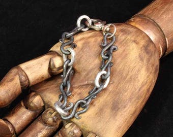 Hand FORGED IRON BRACELET Wrought Iron Steel Black Jewelry