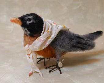 Needle felted robin | Etsy