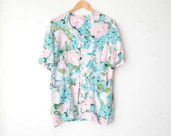 Rose print blouse | Etsy