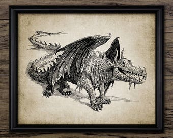 Dragon art print | Etsy