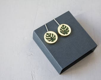 Monstera earrings | Etsy