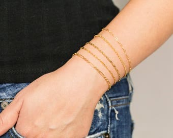 Thin gold bracelet | Etsy