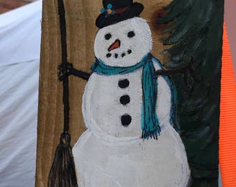 Snowman for your window hand painting snowman