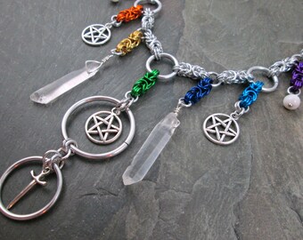 Chainmaille Necklace Helm and Full Persian Rainbow Jewelry
