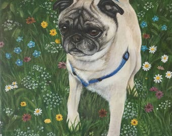 Pug paintings | Etsy