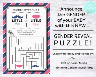 Gender reveal puzzle | Etsy