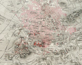 Athens city map | Etsy