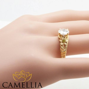 Camellia Jewelry Unique Engagement Ring by CamelliaJewelry on Etsy