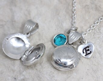 Sterling silver locket Round Locket Mens Locket Leather