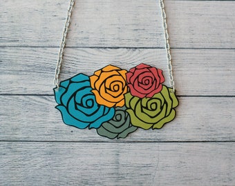 Porcelain Multiple Little roses Necklace Roses Necklace