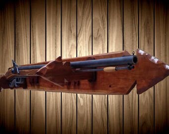 2 Gun Rack Wall mount gun display rack Red oak with