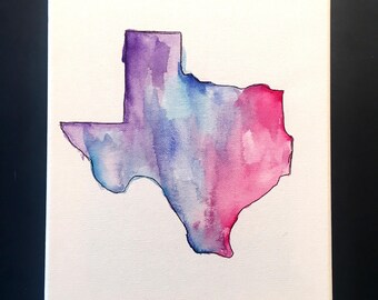 Texas watercolor | Etsy
