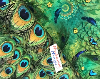 Peacock blue fabric | Etsy