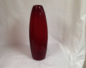 Ruby Red Pilgrim Crackle Glass Clear Handled Pitcher with