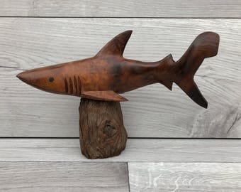 Shark wood carving | Etsy