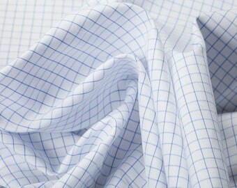 Blue check fabric | Etsy