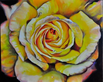 Yellow rose art | Etsy