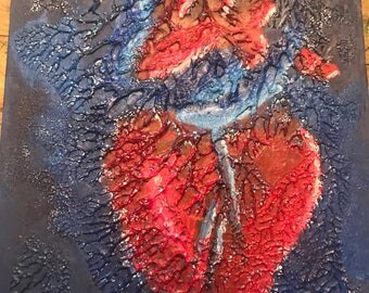 Growing Human Heart silk screened cotton canvas wall hanging