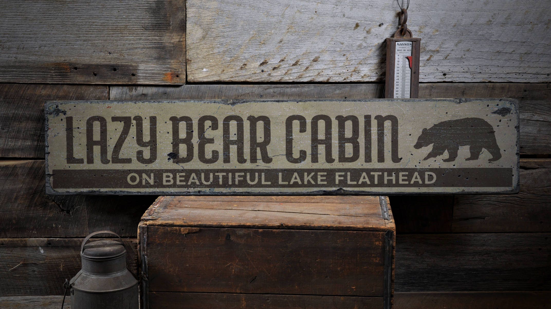 Bear Cabin Sign Cabin Wood Sign Lake Cabin Decor Rustic