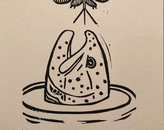 Fish linocut | Etsy