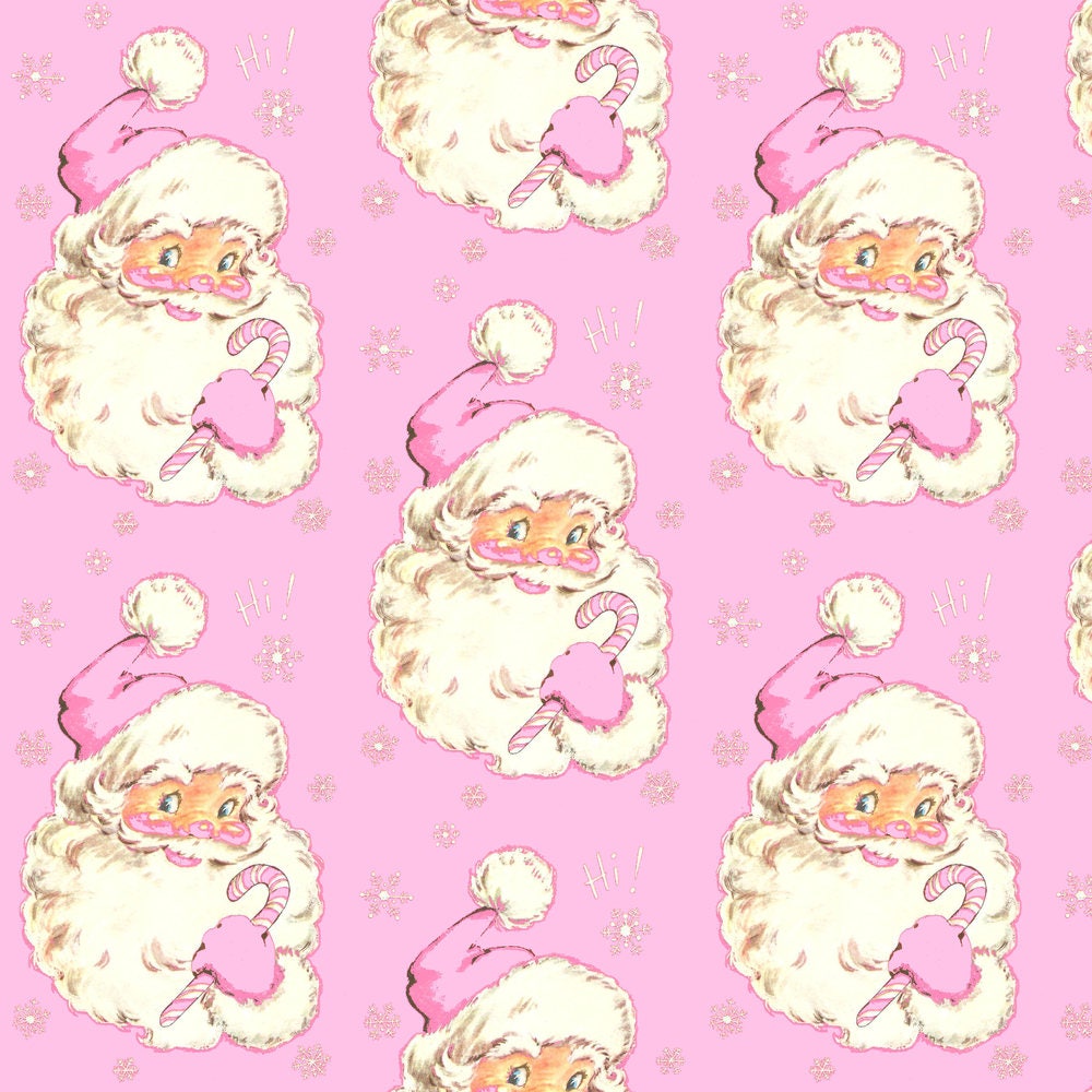 Santa Fabric Hi Santa Christmas Hot Pink By Parisbebe