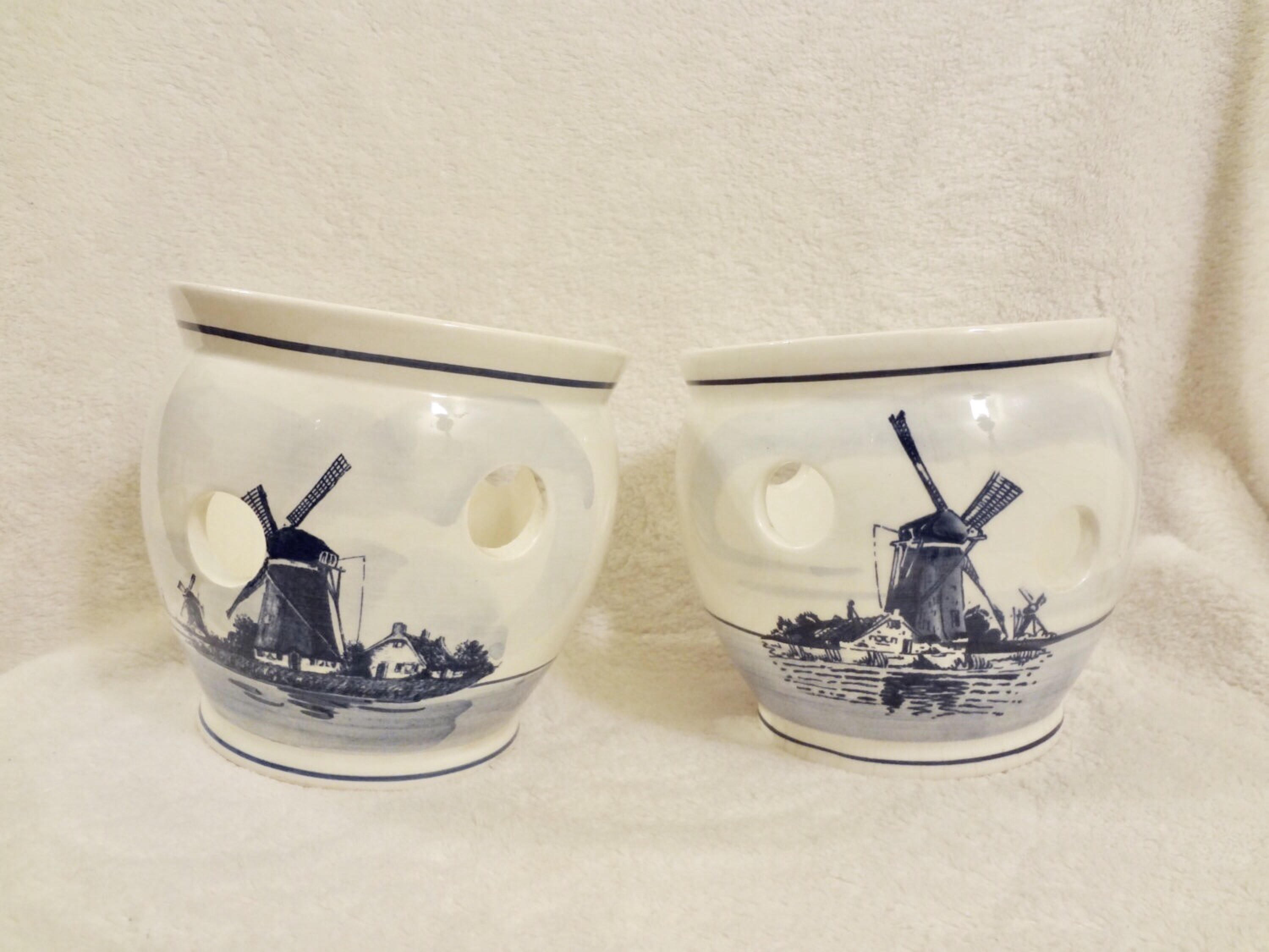 Vintage Delft Blue and White Flower Pots