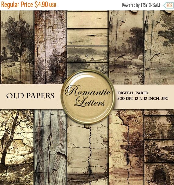 Sale 60% Old Paper digital scrapbook paper pack Steampunk