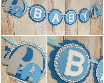 Blue Elephant Baby Shower Printable Banner PDF Printable