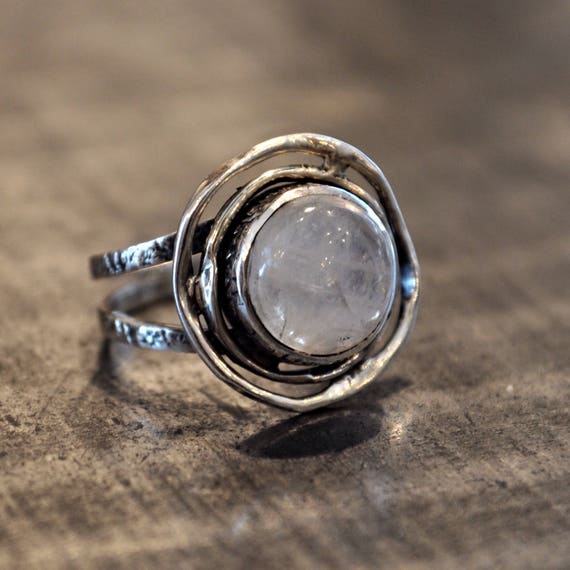 Handmade Sterling Silver Moonstone Artisan Ring 7.5 Ring Handmade Sterling Silver Moonstone Artisan Ring 7.5 Ring