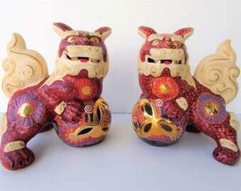 Orange foo dogs | Etsy