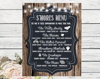 Smores menu | Etsy